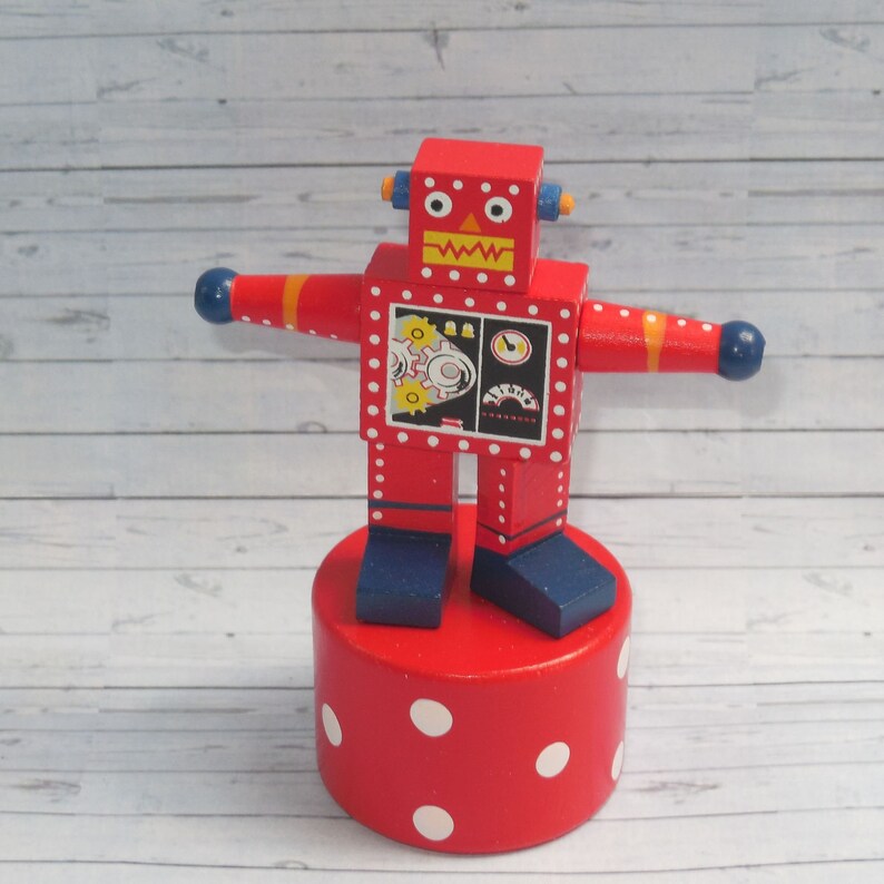 Robots Robot Space Push up Puppet Press Push Button Toy - Etsy