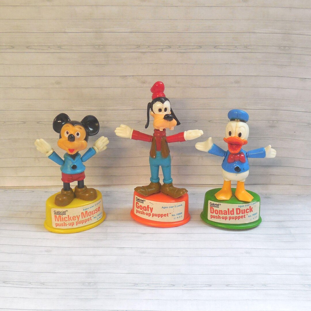 Vintage Disney Gabriel Push Puppet - Donald Duck - Mickey Mouse - Goofy ...