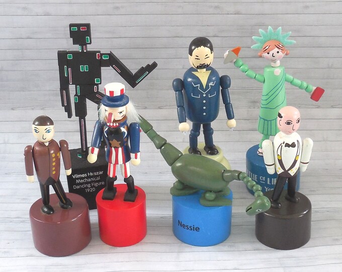 Donald Duck Minnie Mouse Dumbo Pinocchio Push Puppets Press up Toy ...