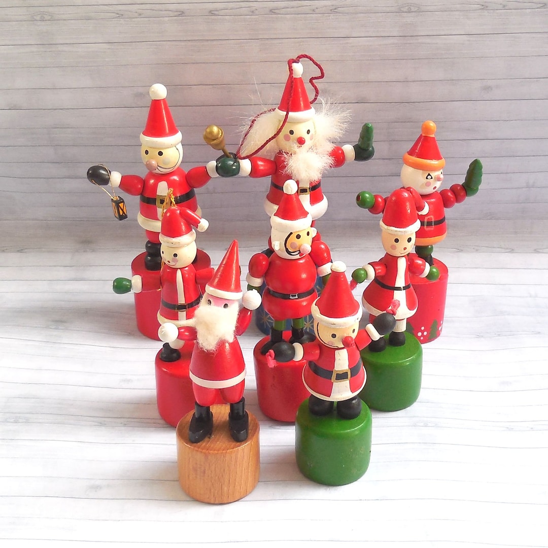 Christmas Push Puppet Santa Claus Father Christmas Push up Toy Wakouwa ...