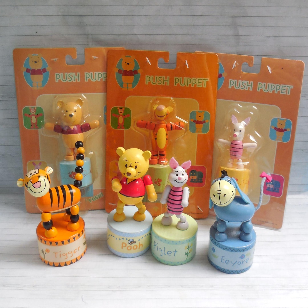 Disney Winnie the Pooh Push Puppets - Press Base Toy - Wakouwa Wood ...