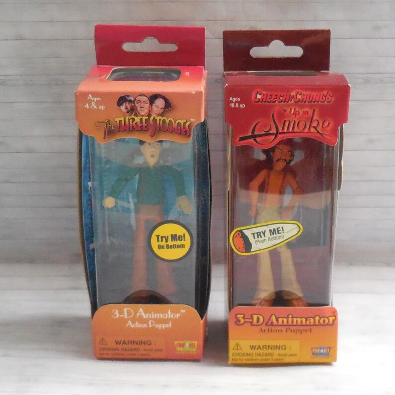 Moe Three Stooges Pedro Cheech & Chong Push Puppet Push up Press up Toy ...