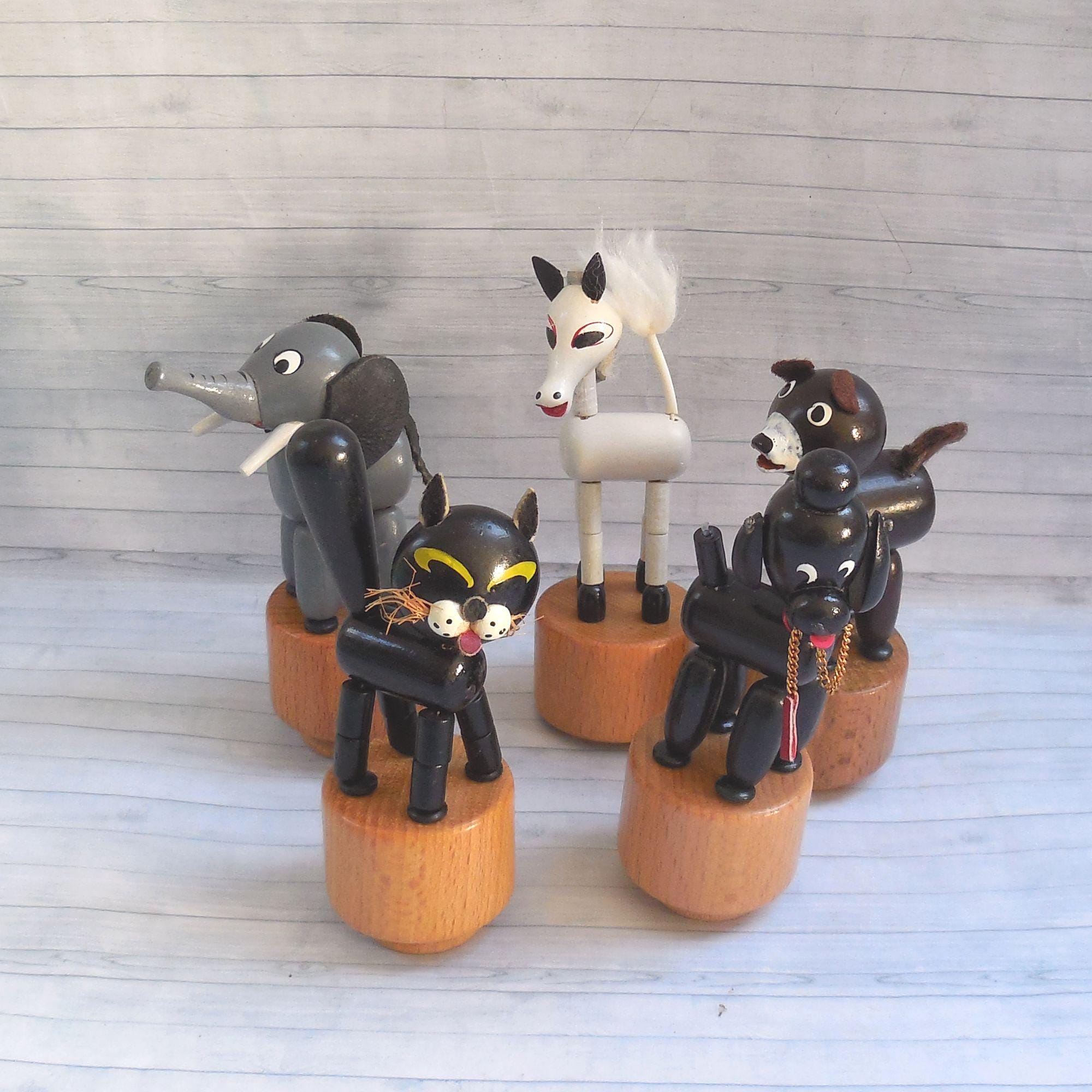 Italian Push Puppet Animals - Push up - Wakouwa Wood - Novelty ...