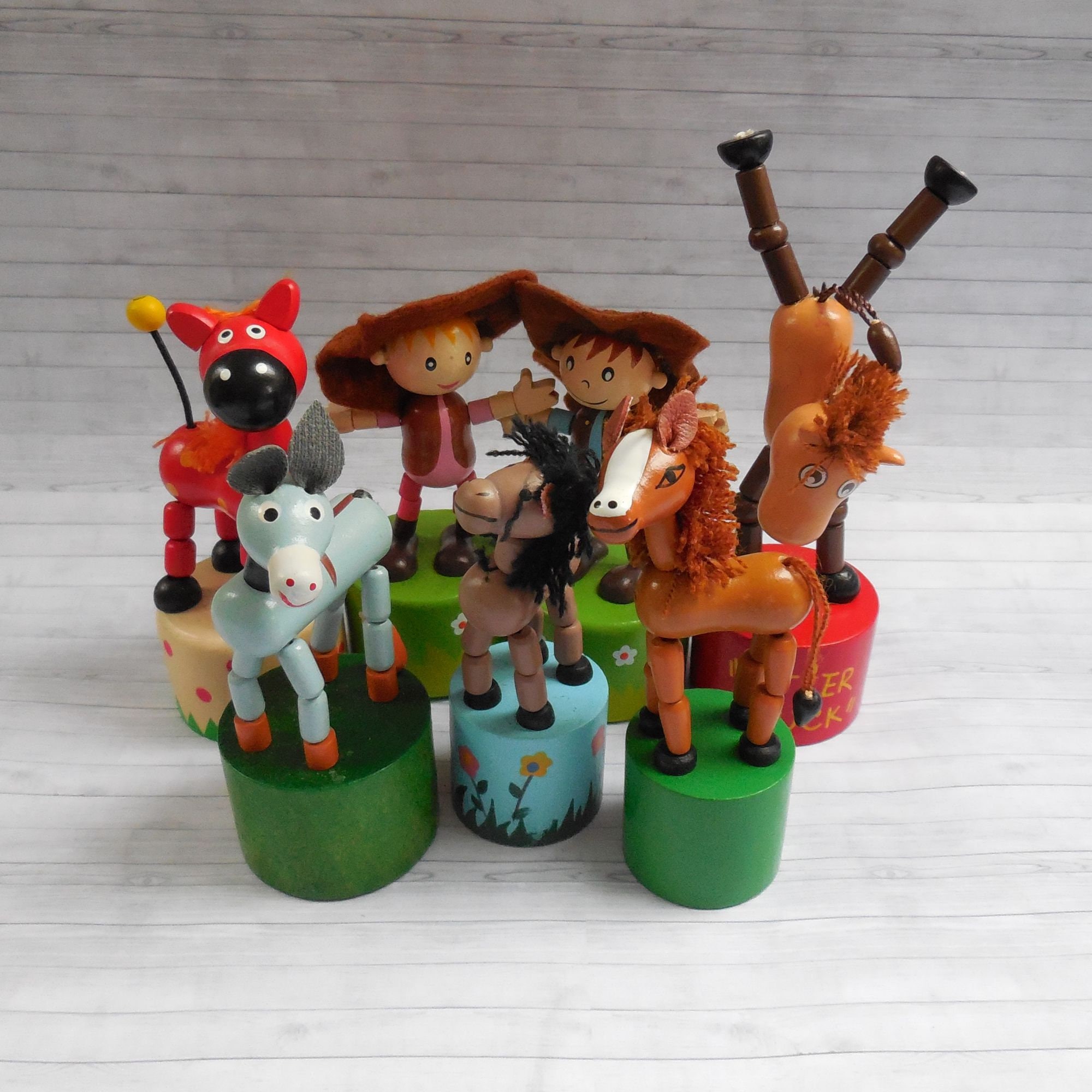 Horse Horses Push Puppet Press up Toy Wakouwa Push up - Etsy