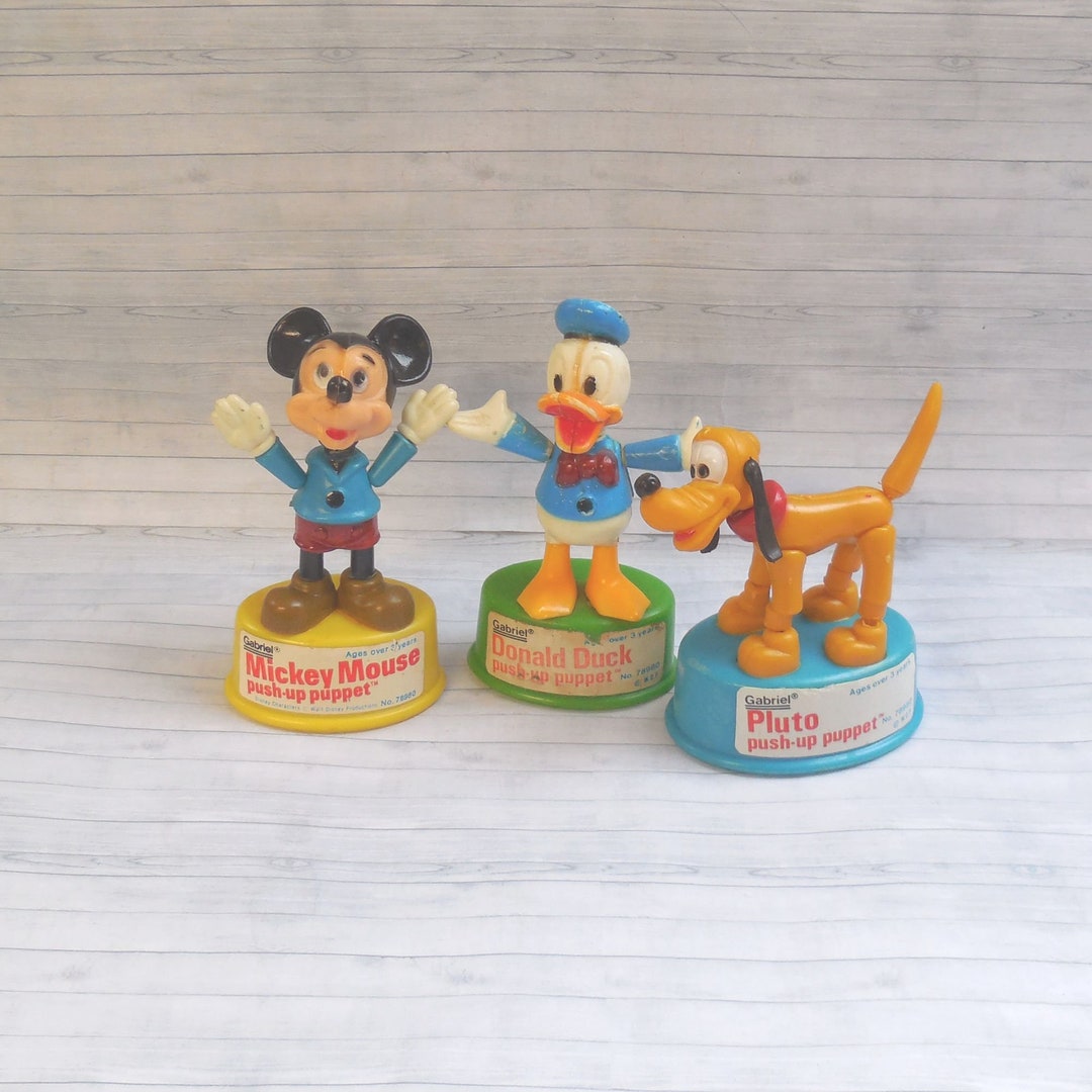 Vintage Gabriel Disney Character Push Puppets Mickey Mouse Donald Duck ...