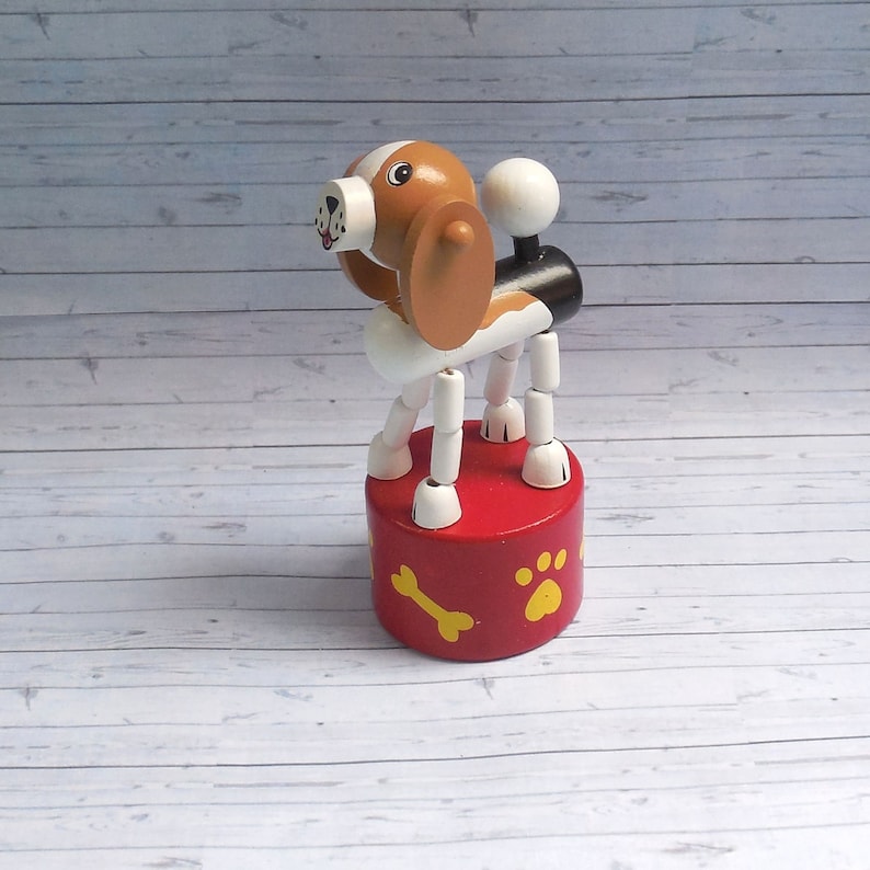 Cute Wobbly Dogs Push Puppet Press up Toy Wakouwa Wood - Etsy