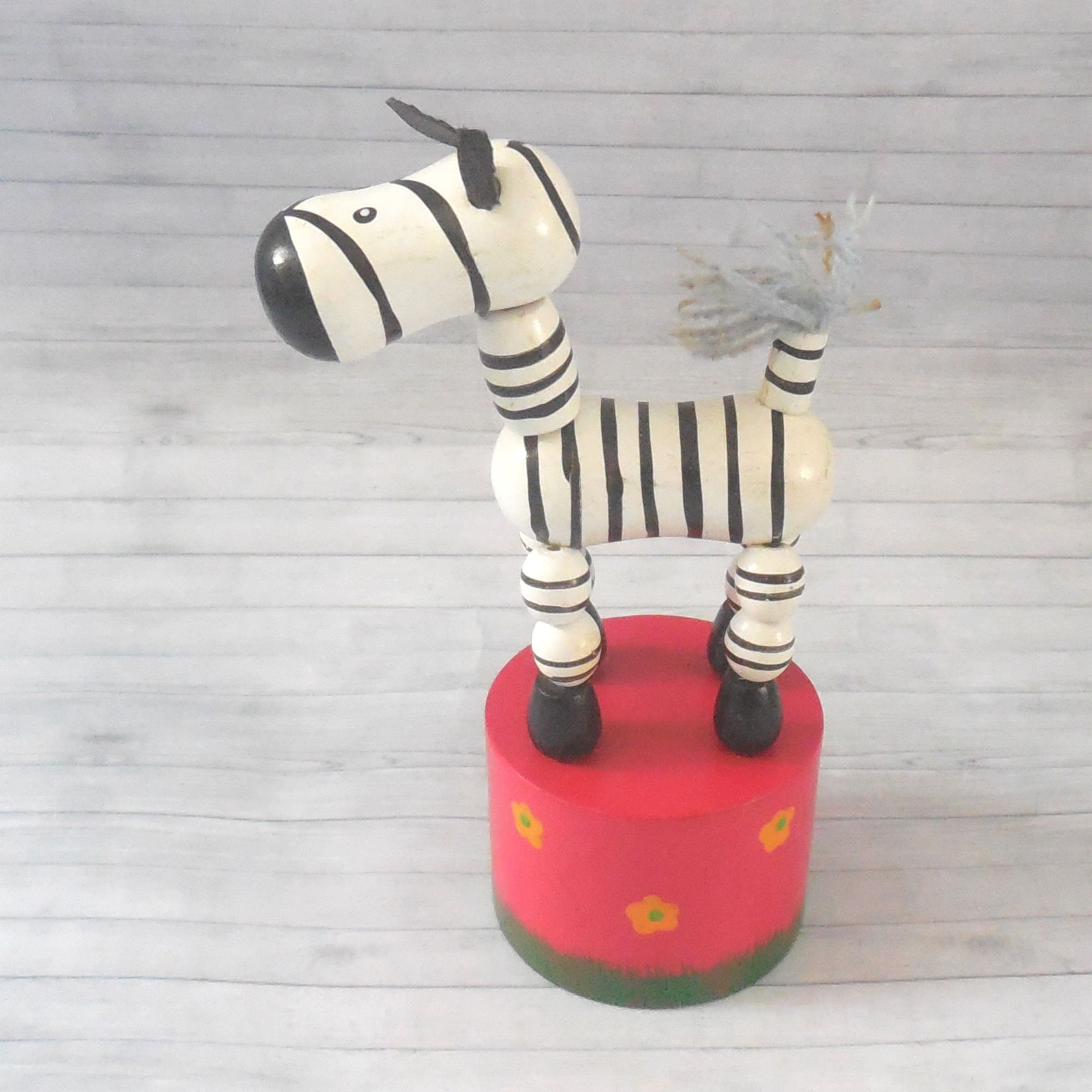 Zebra Push Puppets Press up Toy Wakouwa Wood Novelty - Etsy