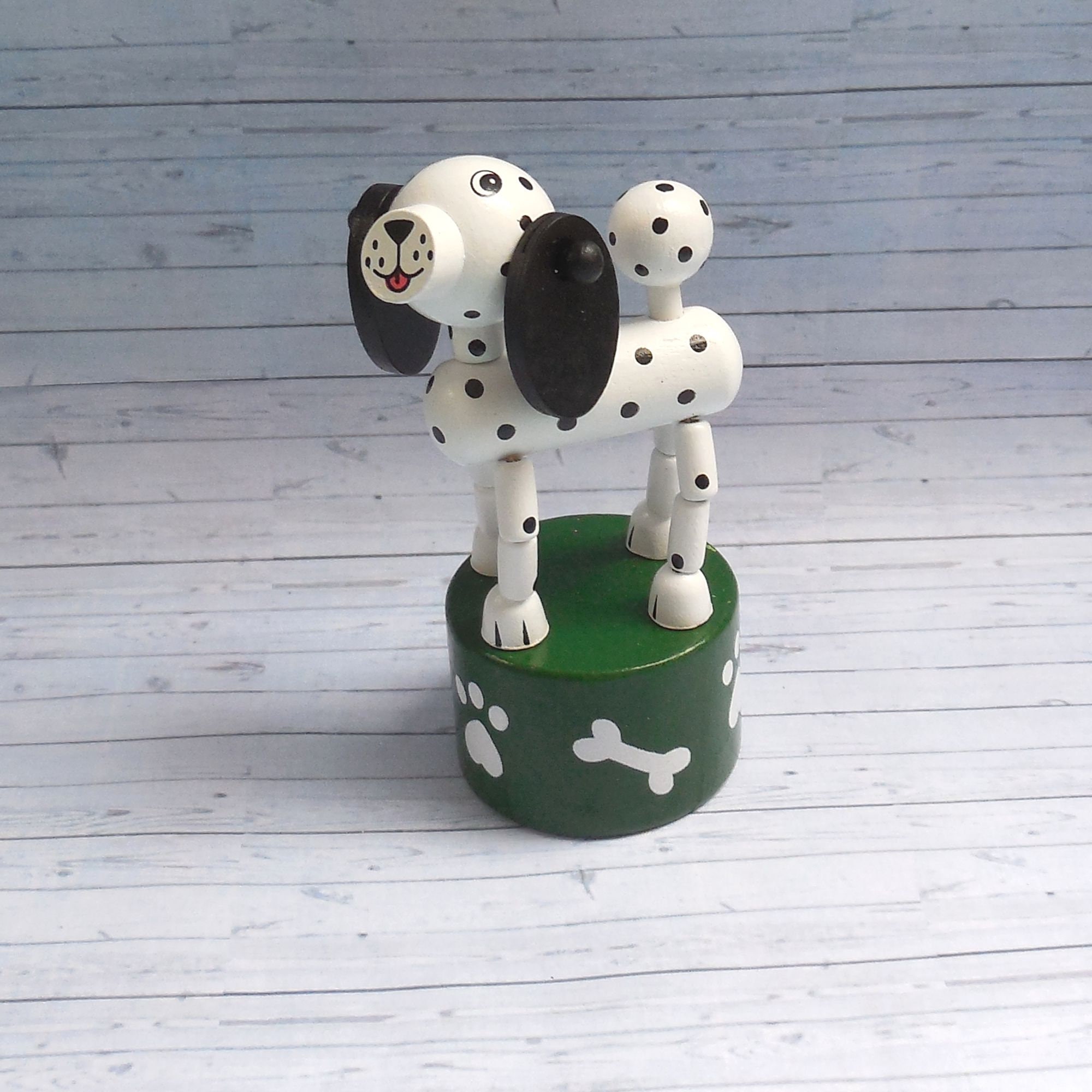 Cute Wobbly Dogs Push Puppet Press up Toy Wakouwa Wood Novelty Dancing ...