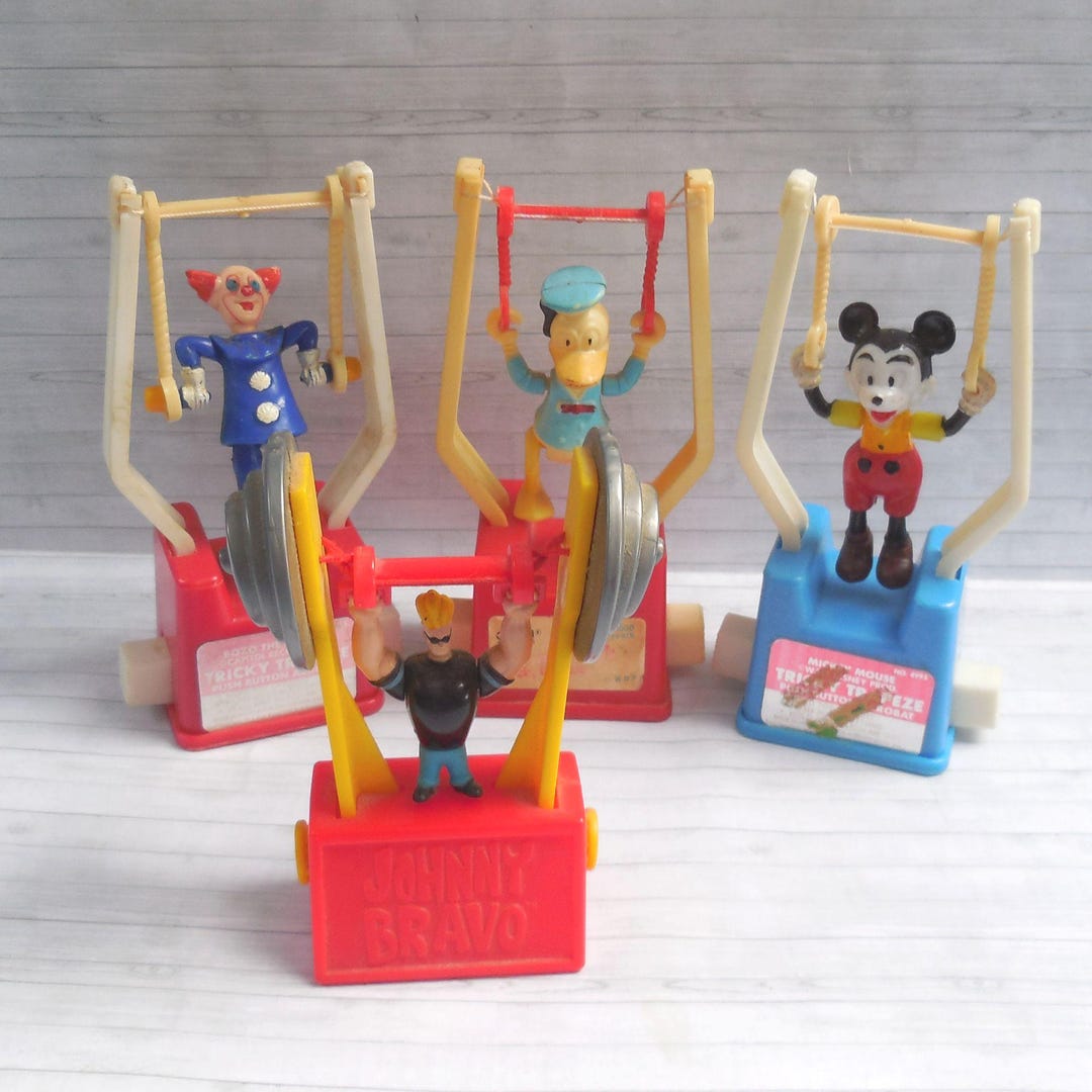Tricky Trapeze Acrobat Toy - Vintage - Press Push Button Toy - Novelty ...