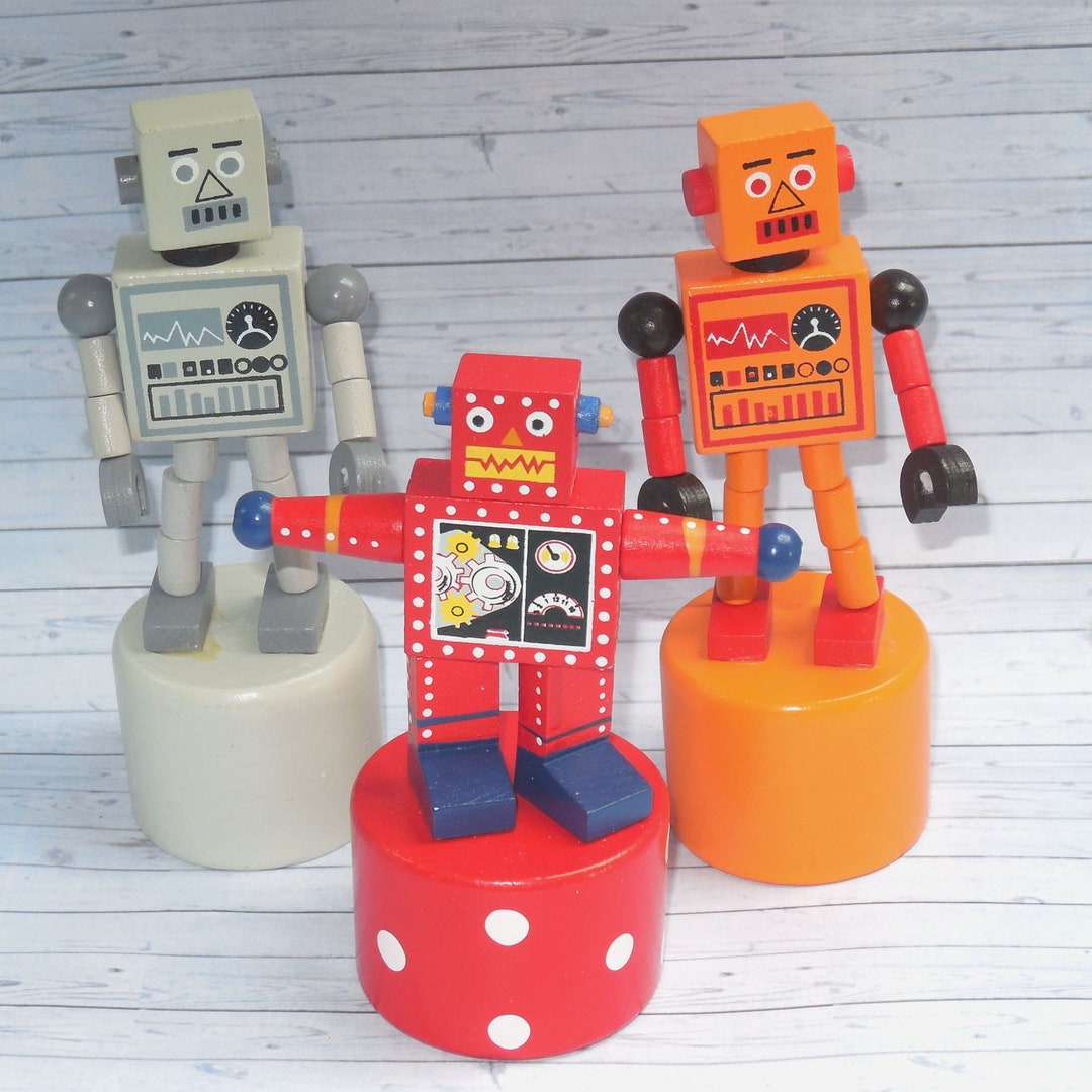 Robots Robot Space Push up Puppet Press Push Button Toy - Etsy