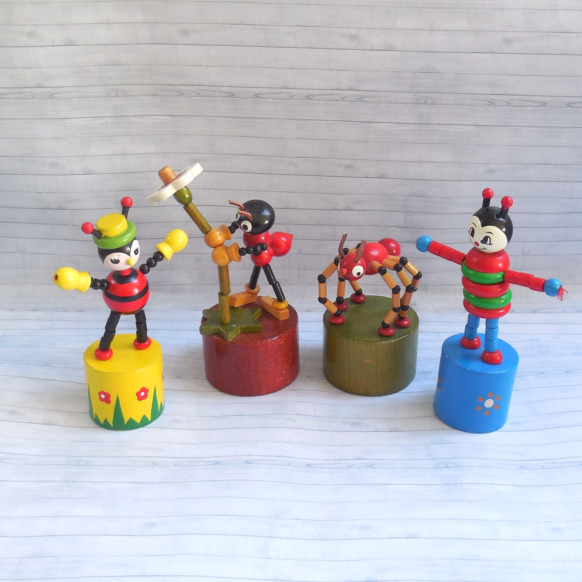 Push Puppet Bugs Ladybugs Spider Beetle Push up Toy Press Novelty ...