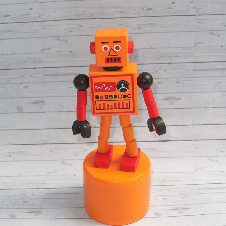 Robots Robot Space Push up Puppet Press Push Button Toy - Etsy