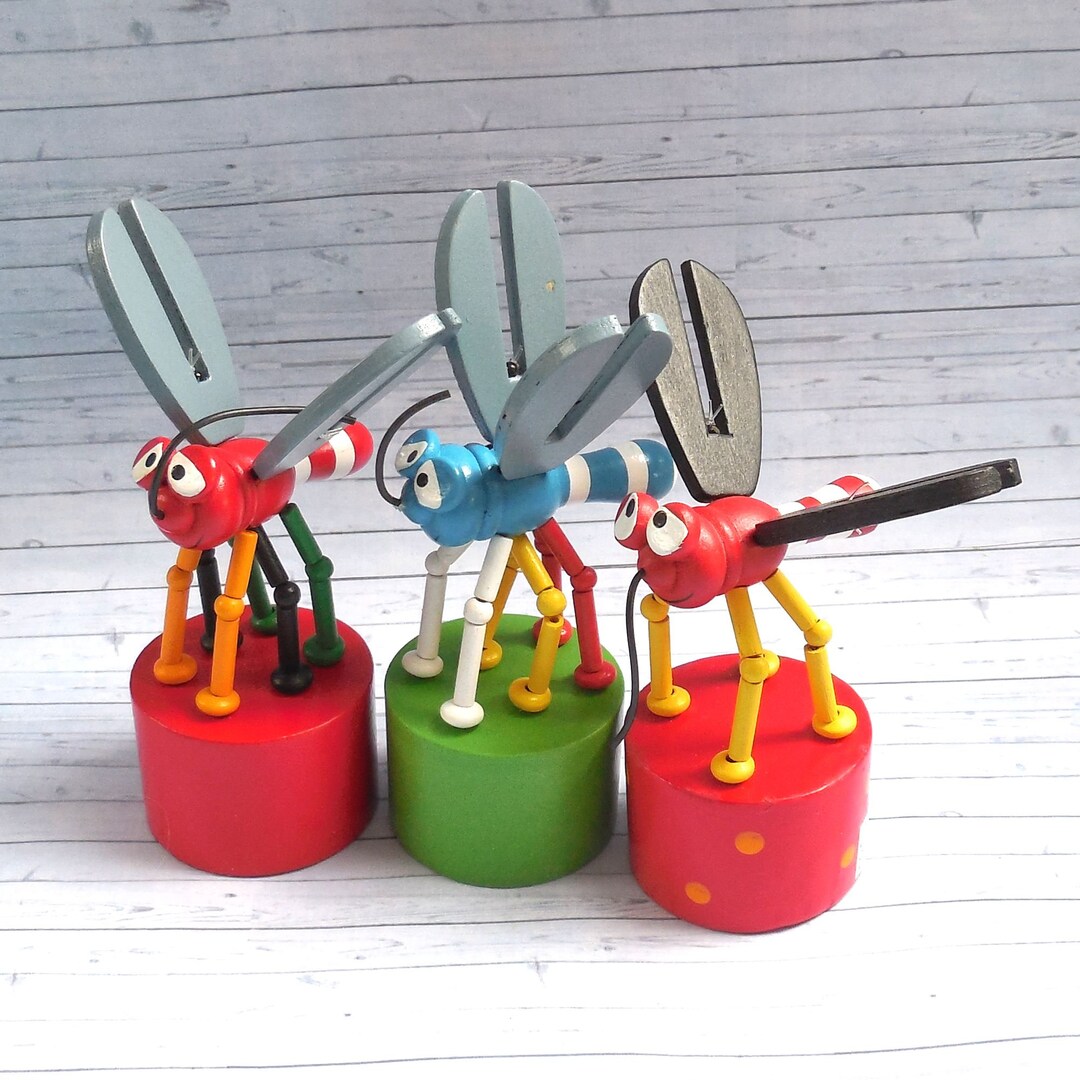 Mosquito Bug Push Puppet Press up Toy Wakouwa Wood Novelty Gift - Etsy