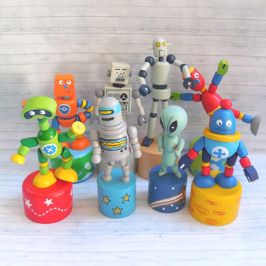 Robot Robots Alien Push Puppet Push Puppet Press up Toy Wakouwa Out of ...