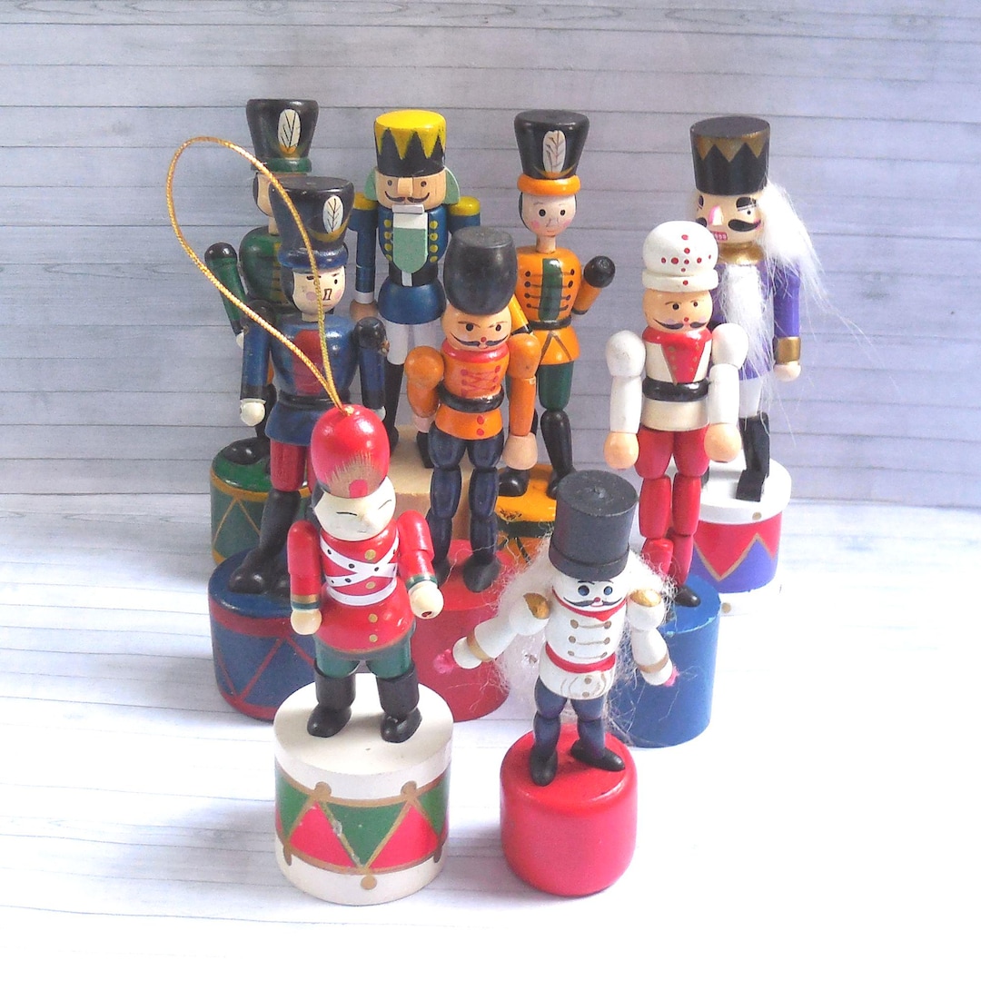 Vintage Push Puppet - Soldiers - #2 - Push up Toy - Wakouwa - Wood ...