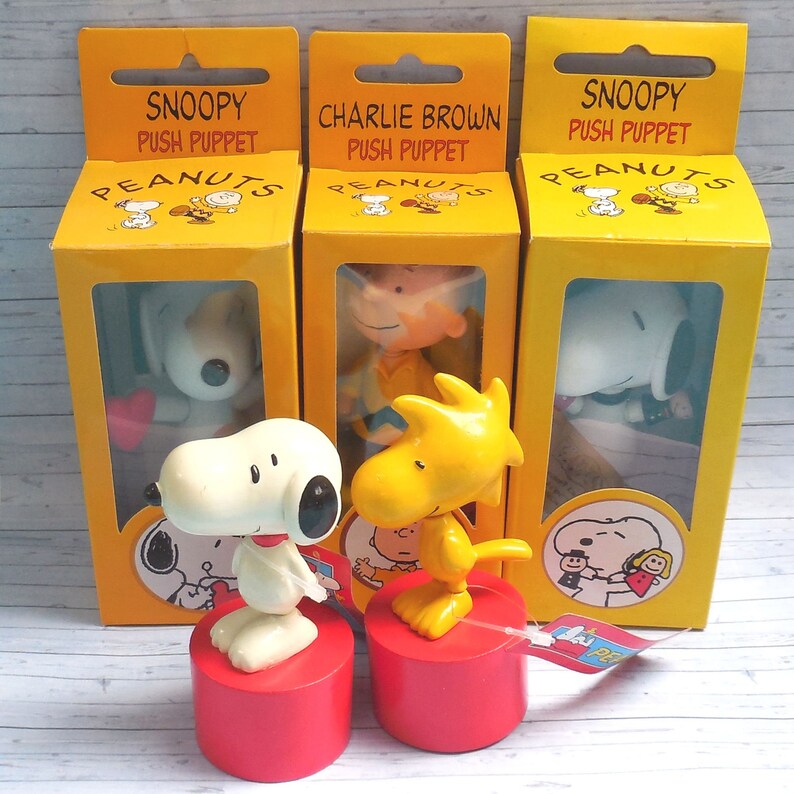 Peanuts Snoopy Woodstock Charlie Brown Push Puppets Press up - Etsy