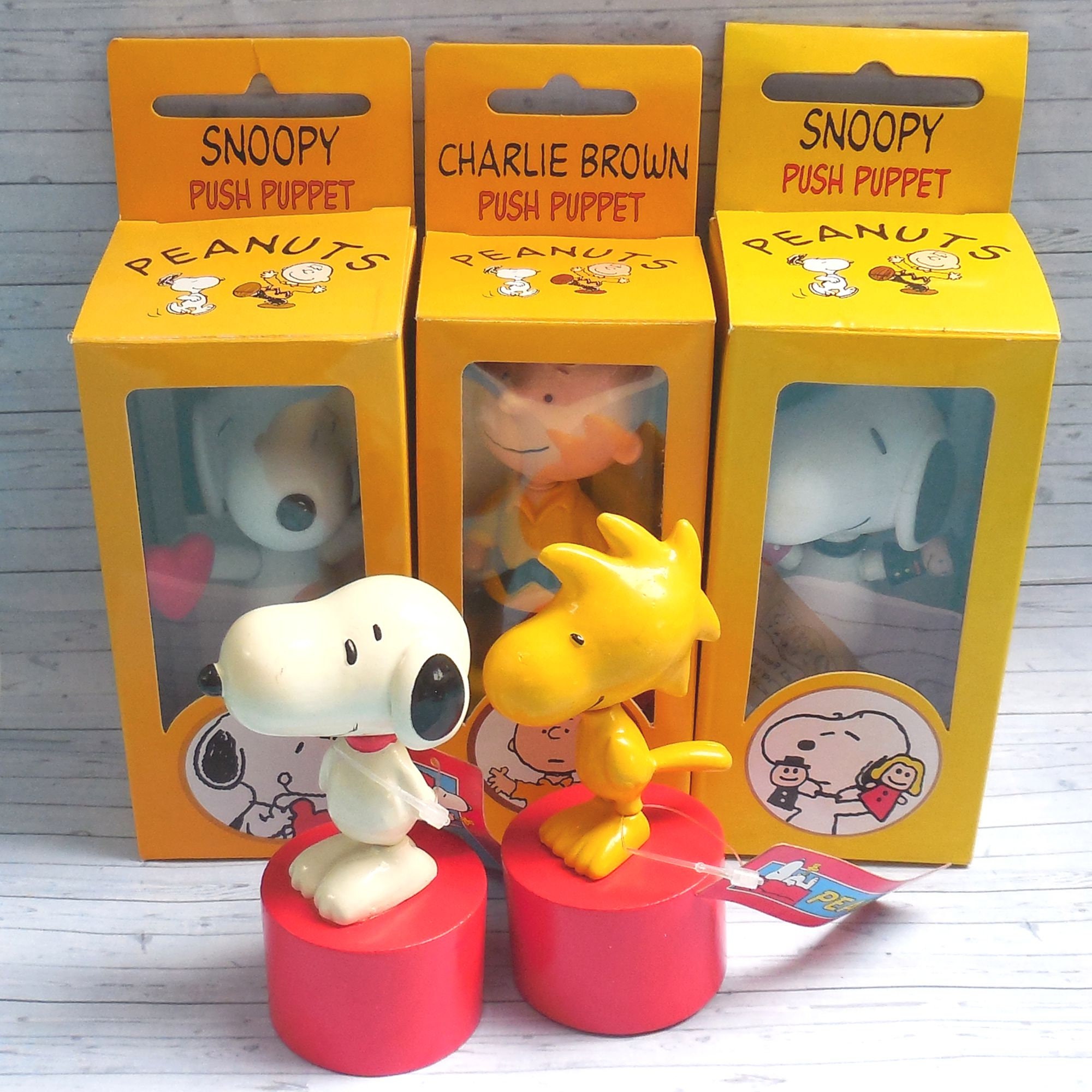 Peanuts Snoopy Woodstock Charlie Brown Push Puppets Press up - Etsy UK