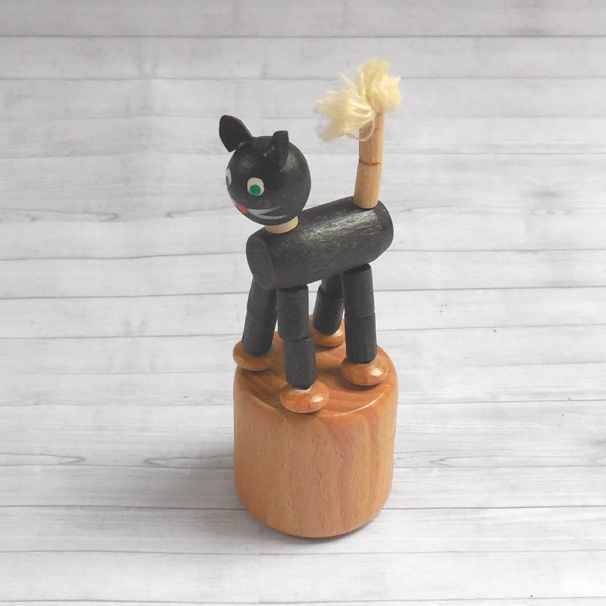 German Push Puppet Animals Press up Toy Wakouwa Wood Novelty Erzgebirge ...