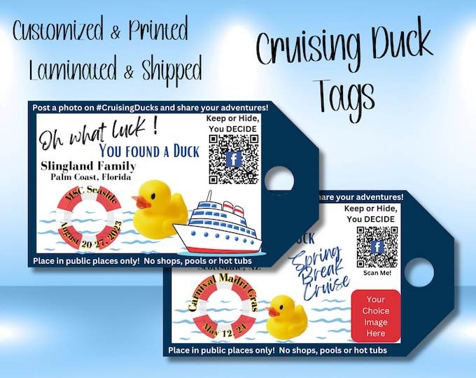 Cruising Ducks Personalized Tags, Gift for Cruiser, Carnival Duck Tags ...