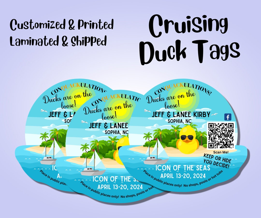 Cute Island Cruising Duck Tags, Printed Laminated and Shipped Duck Tags ...