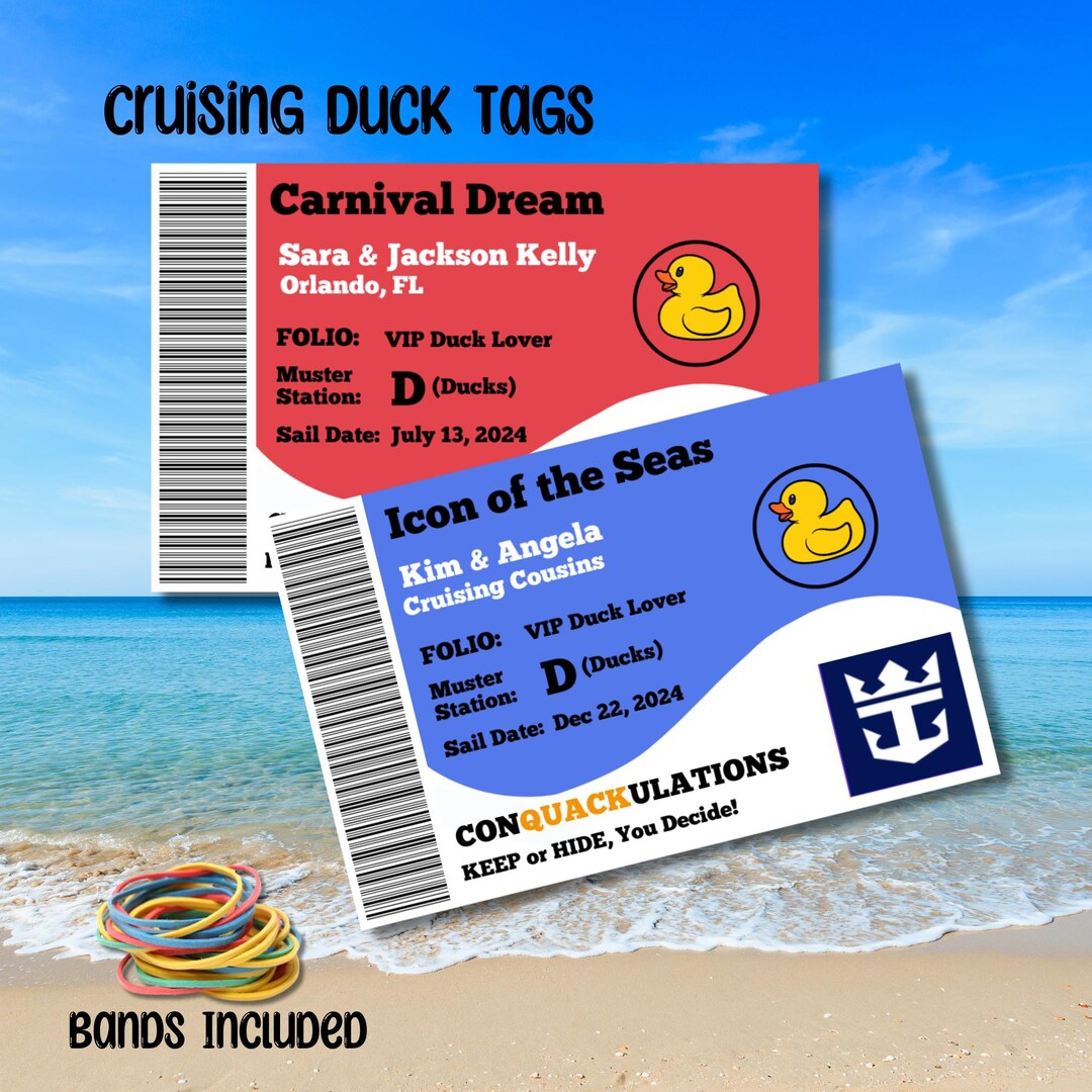 Cruise Line Ship Card Duck Tag Carnival Cruising Personalized Duck Tag ...