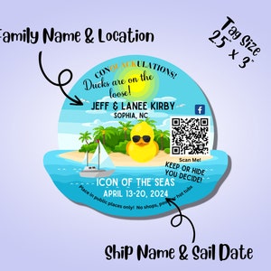 Cute Island Cruising Duck Tags, Printed Laminated and Shipped Duck Tags ...