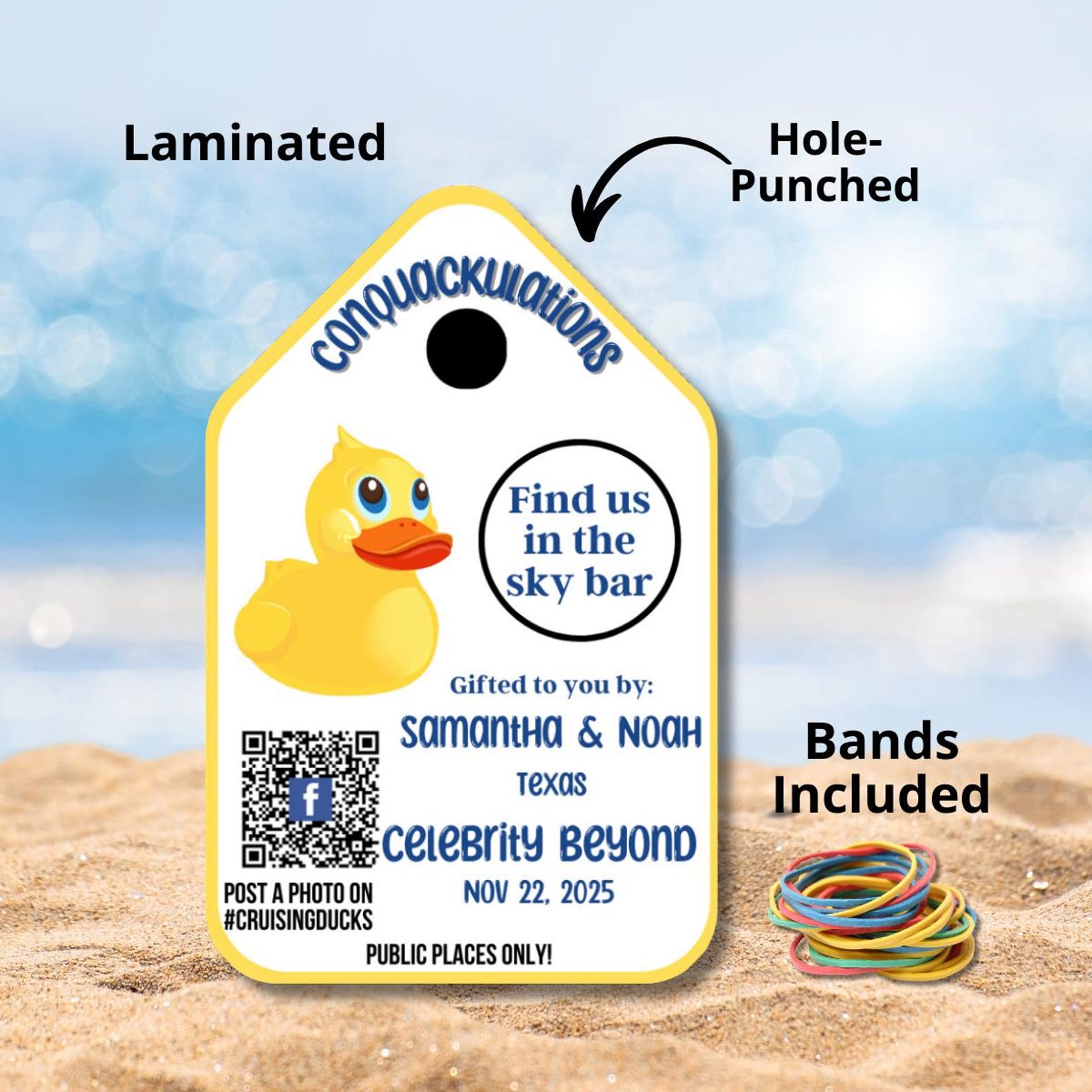 Scratch off Cruising Duck Tag Printed Duck Tag Laminated Cruise Ship ...