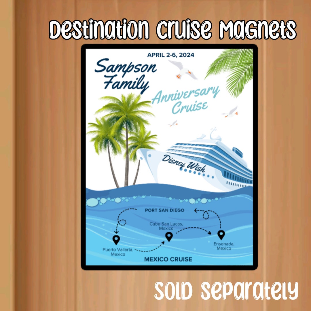 Personalized Destination Cruise Door Magnet, Anniversary Cruise Magnets ...