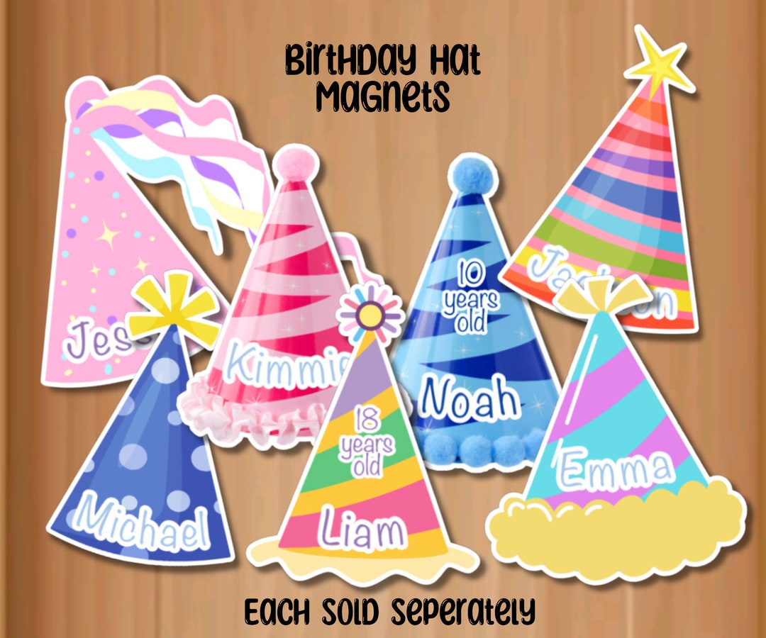 Birthday Hat Door Magnet, Personalized Happy Birthday Hats Magnet ...