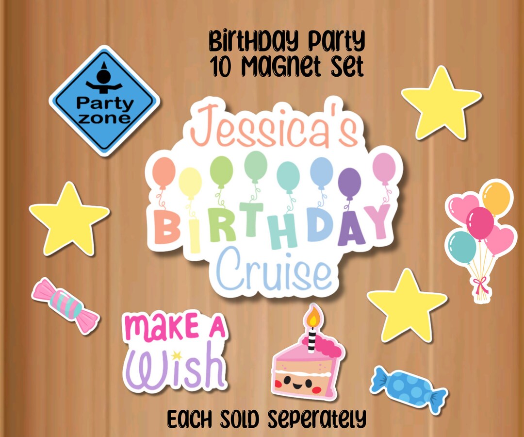 Birthday Party Magnet Set, Birthday Magnet Set, Birthday Sign Magnet ...