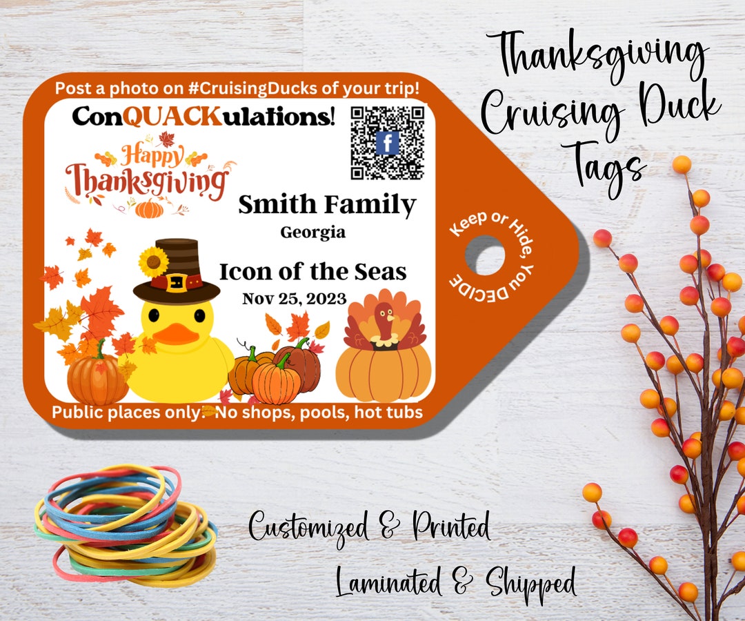 Thanksgiving Cruising Ducks Personalized Tags Turkey and Autumn Printed ...