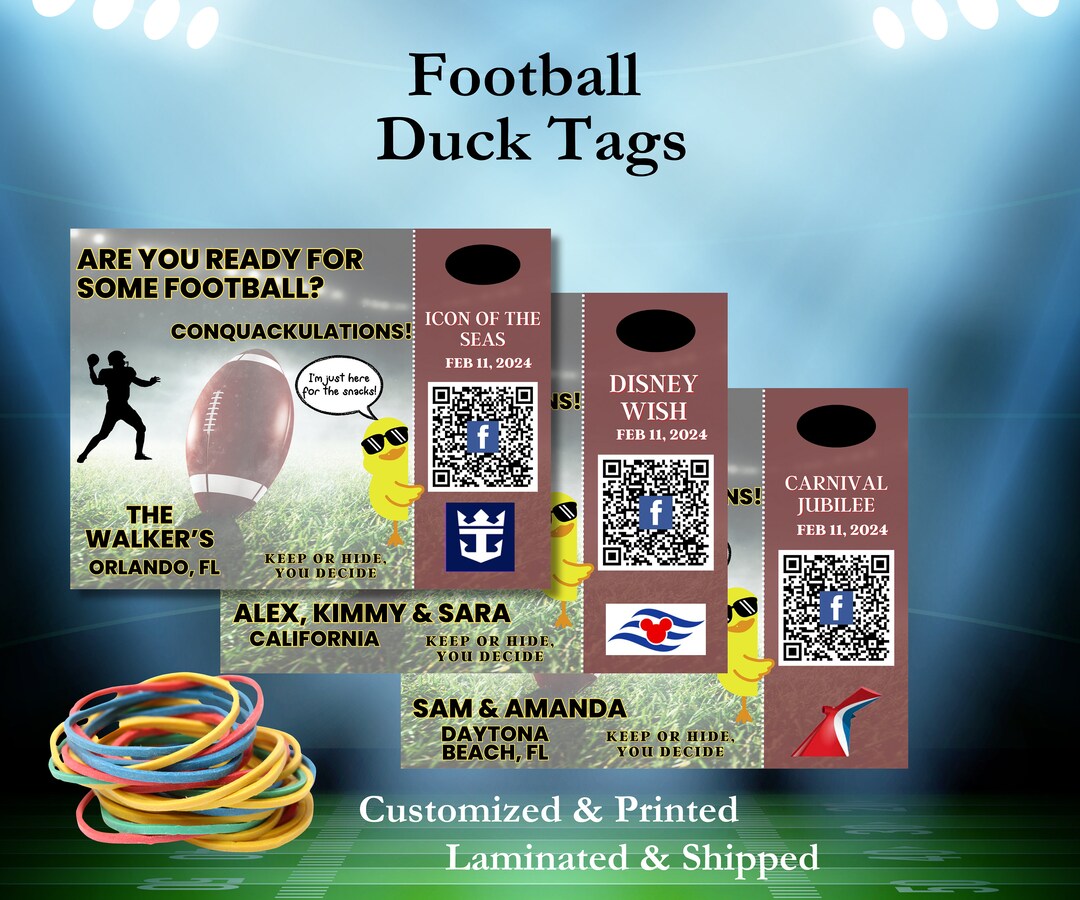 Football Cruise Duck Tags Printed Duck Tags Printed Football Tags ...