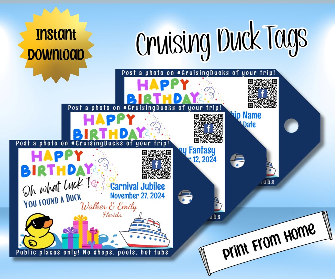 Digital Cruising Duck Tags, Birthday Duck Tags, Digital Download Tags ...