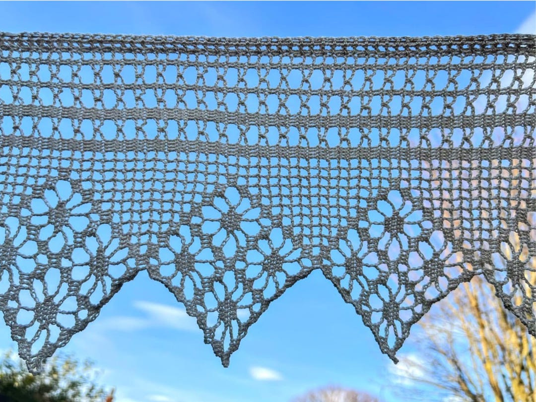 Easy Filet Crochet Curtain Pattern PDF – Beginner Lacey Half Curtain ...