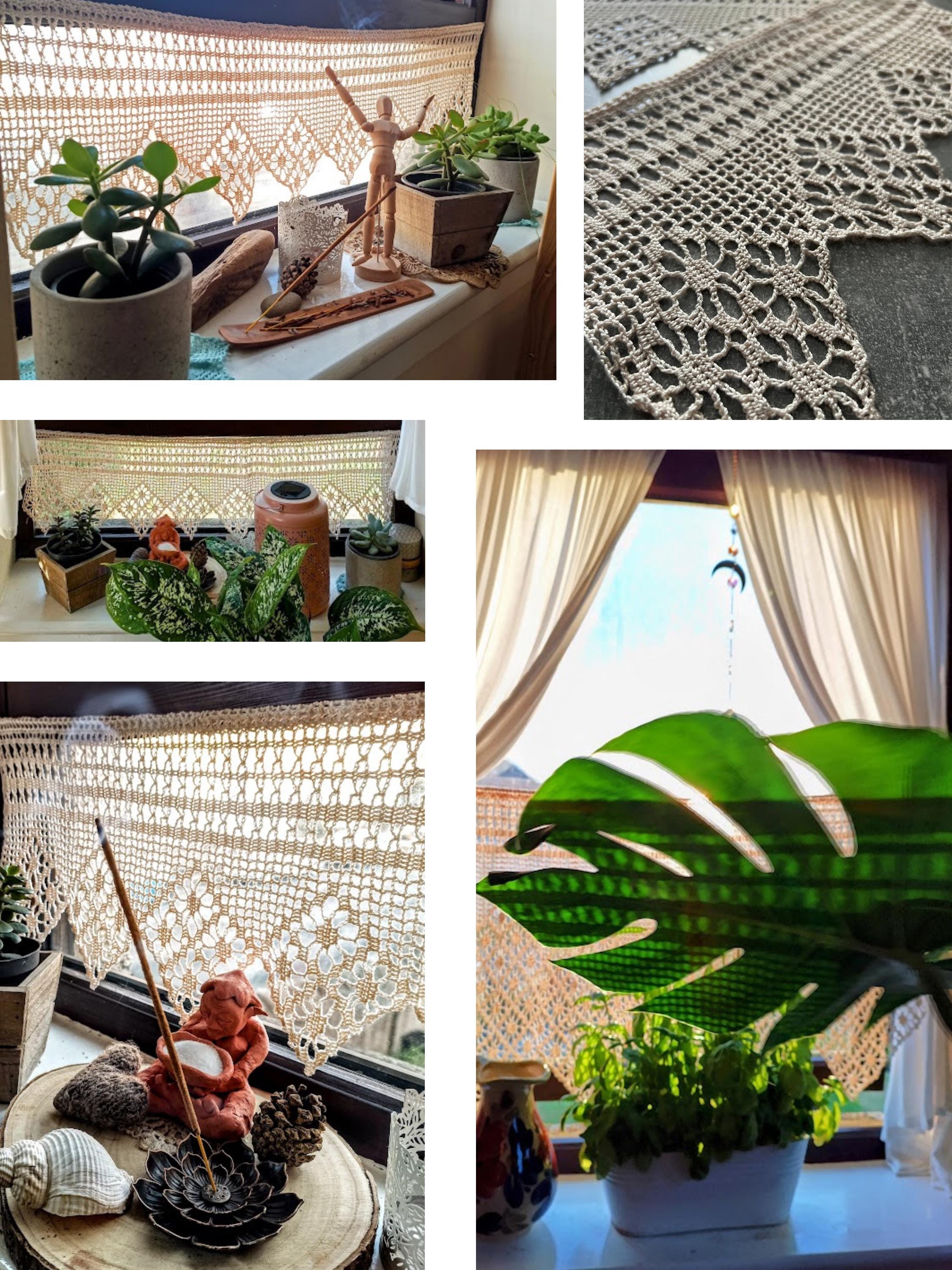 Easy Filet Crochet Curtain Pattern PDF Simple Stitch Lace Half Curtain ...
