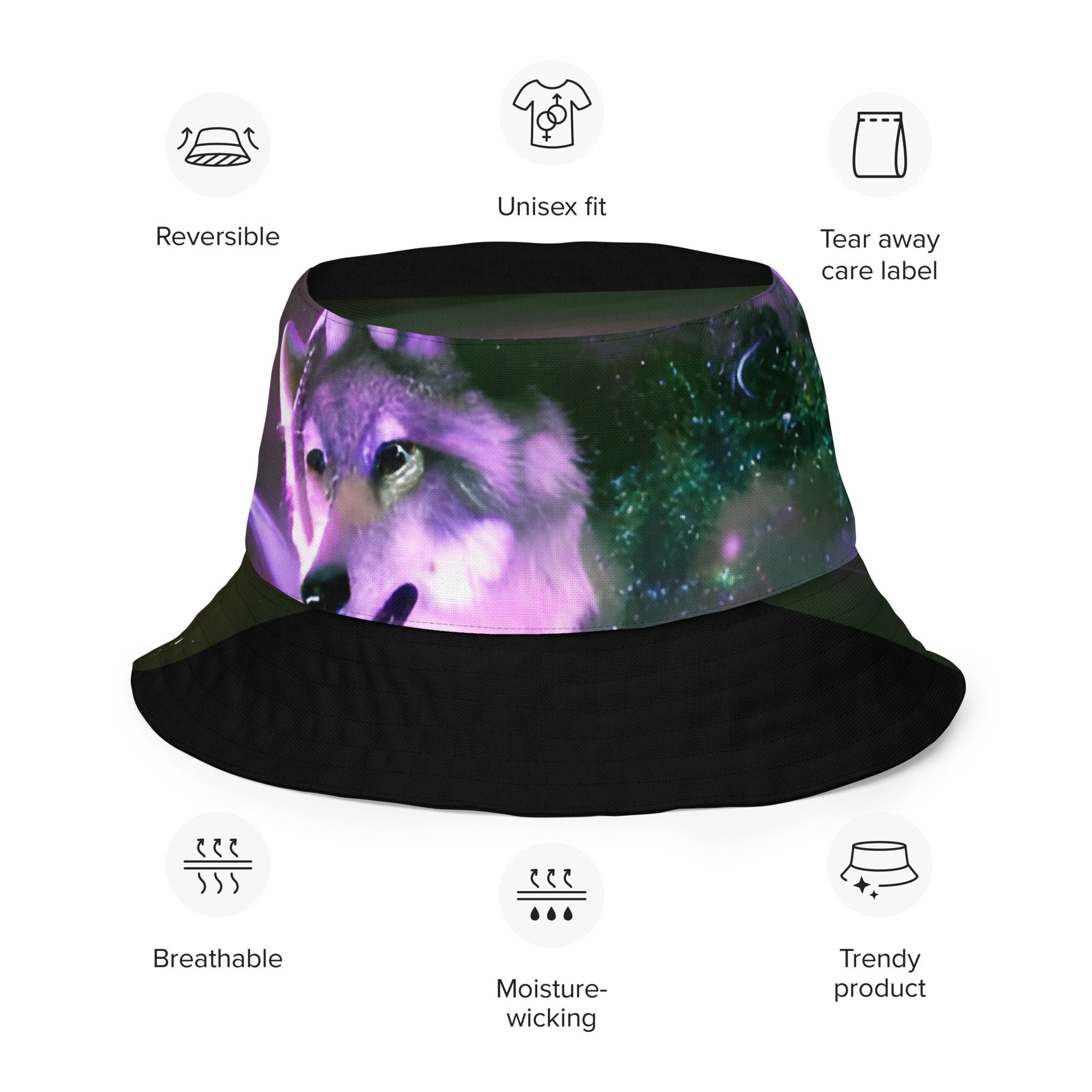 Wolf Reversible Bucket Hat, Multicolour Bucket Hat, Reversible Hat ...