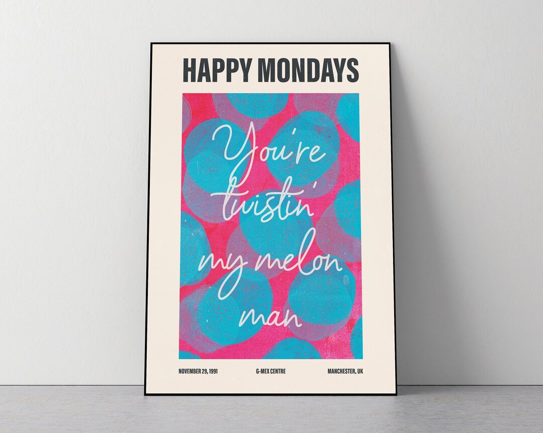 Happy Mondays Music Poster, Art Print, Vintage Gig, Band, Concert - Etsy