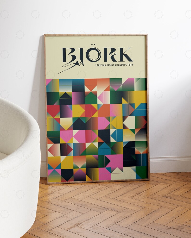Bjork Music Poster, Scandi Art Print, Vintage Gig, Concert - Etsy