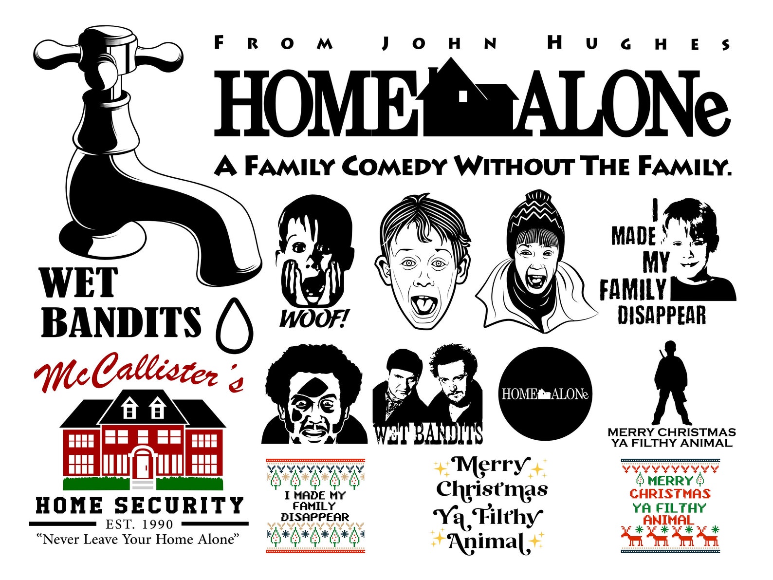 Christmas Home Alone Svg Bundle Kevin Svg Bundle Wet Bandits - Etsy
