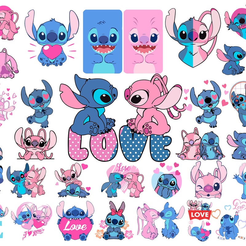 Stitch and Angela Svg - Etsy