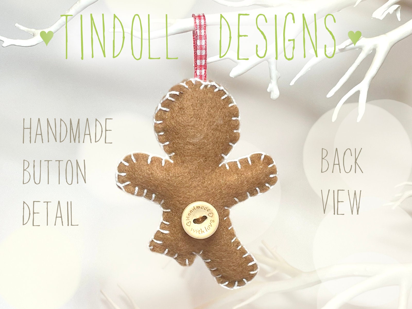 Felt Gingerbread Man Christmas Decoration - Leg Bite - Etsy