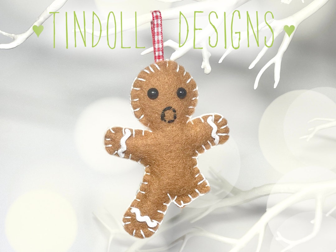 Felt Gingerbread Man Christmas Decoration - Leg Bite - Etsy