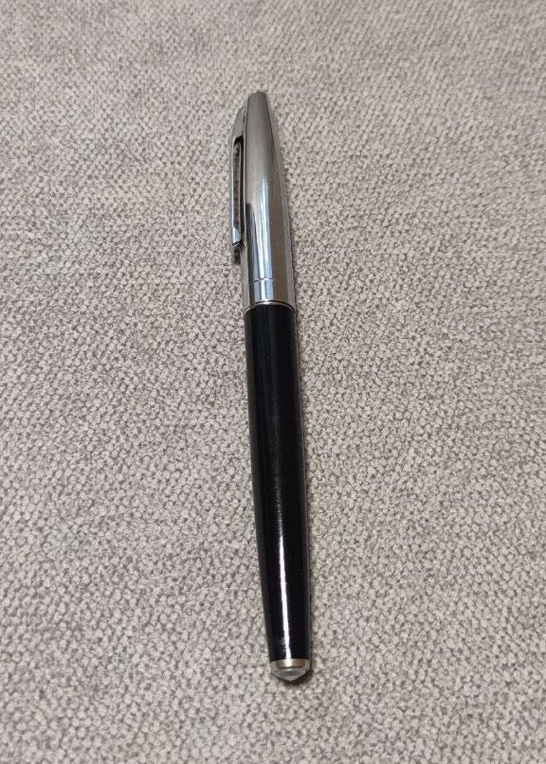 Vintage Fountain Pen Warrated Wing Flow Chrome Black Universal - Etsy
