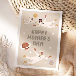 Personalized Space Themed Mothers Day Card Astronaut Family - Etsy