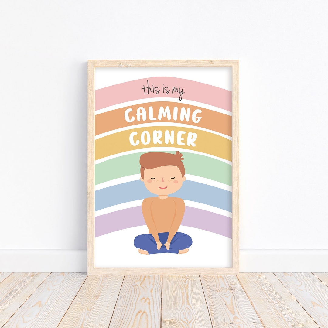 Calm Corner Sign Rainbow Classroom Decor Therapist Office Wall Art ...