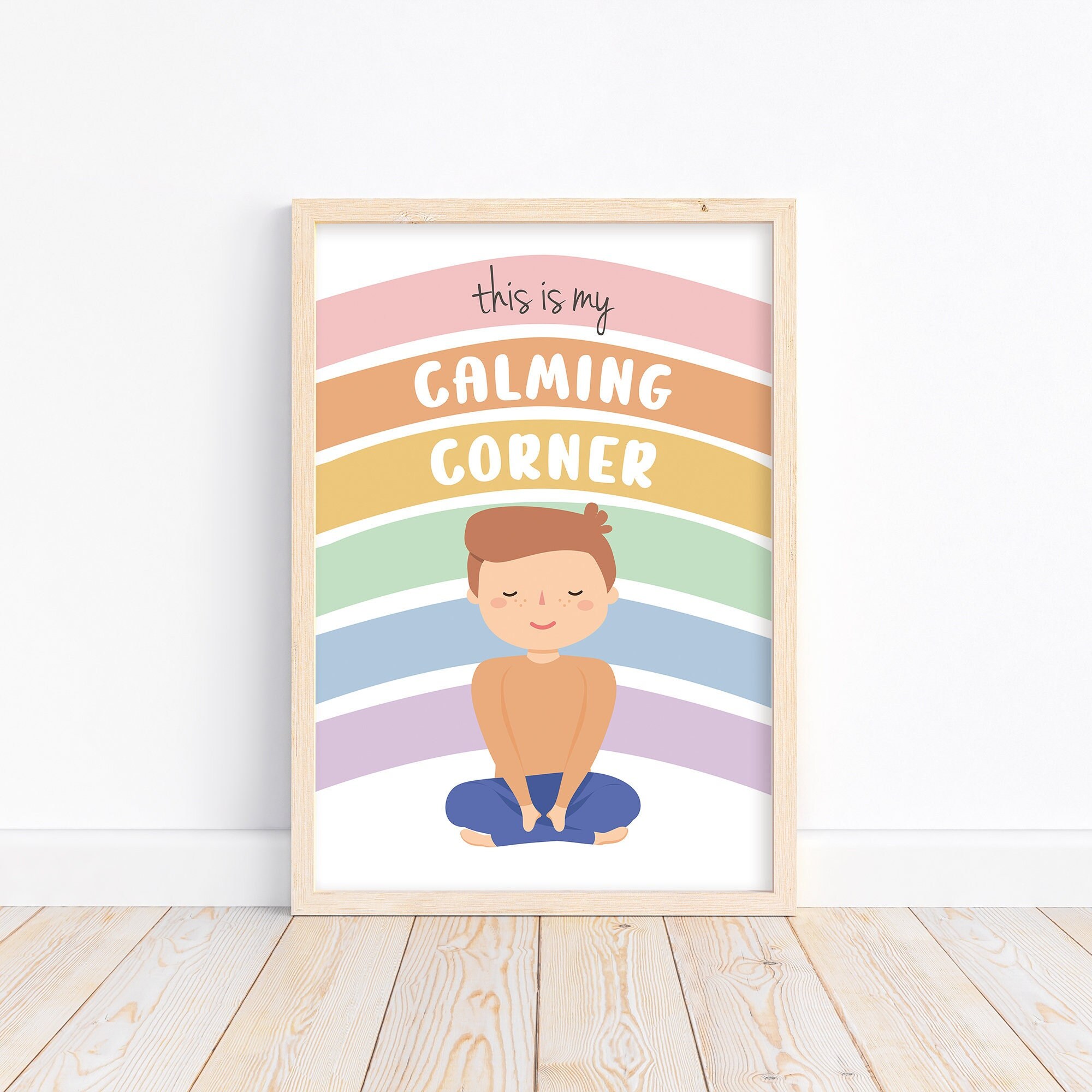 Calm Corner Sign Rainbow Classroom Decor Therapist Office Wall Art ...