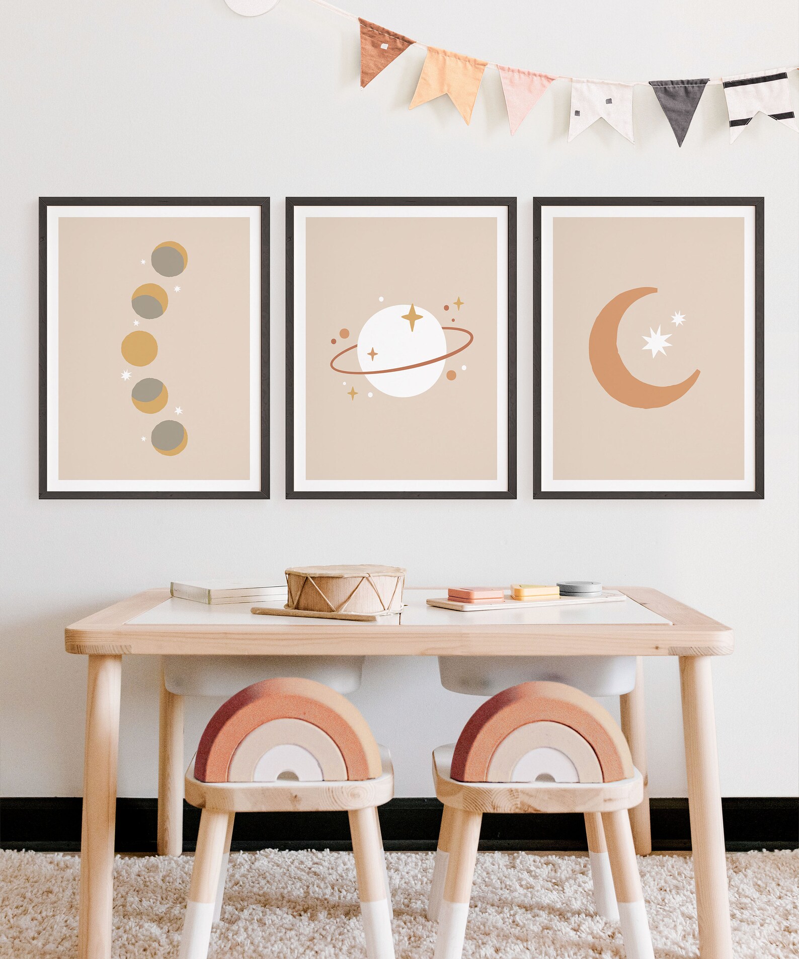 Boho Celestial Prints Bundle Set of 3 Minimalist Night Sky Posters ...
