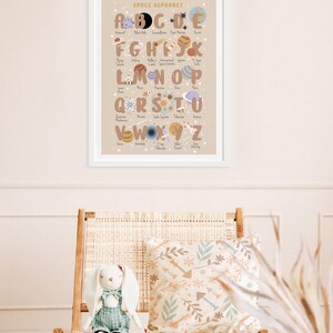 Framed Space Alphabet Classroom Print Learn the ABC Preschool ...