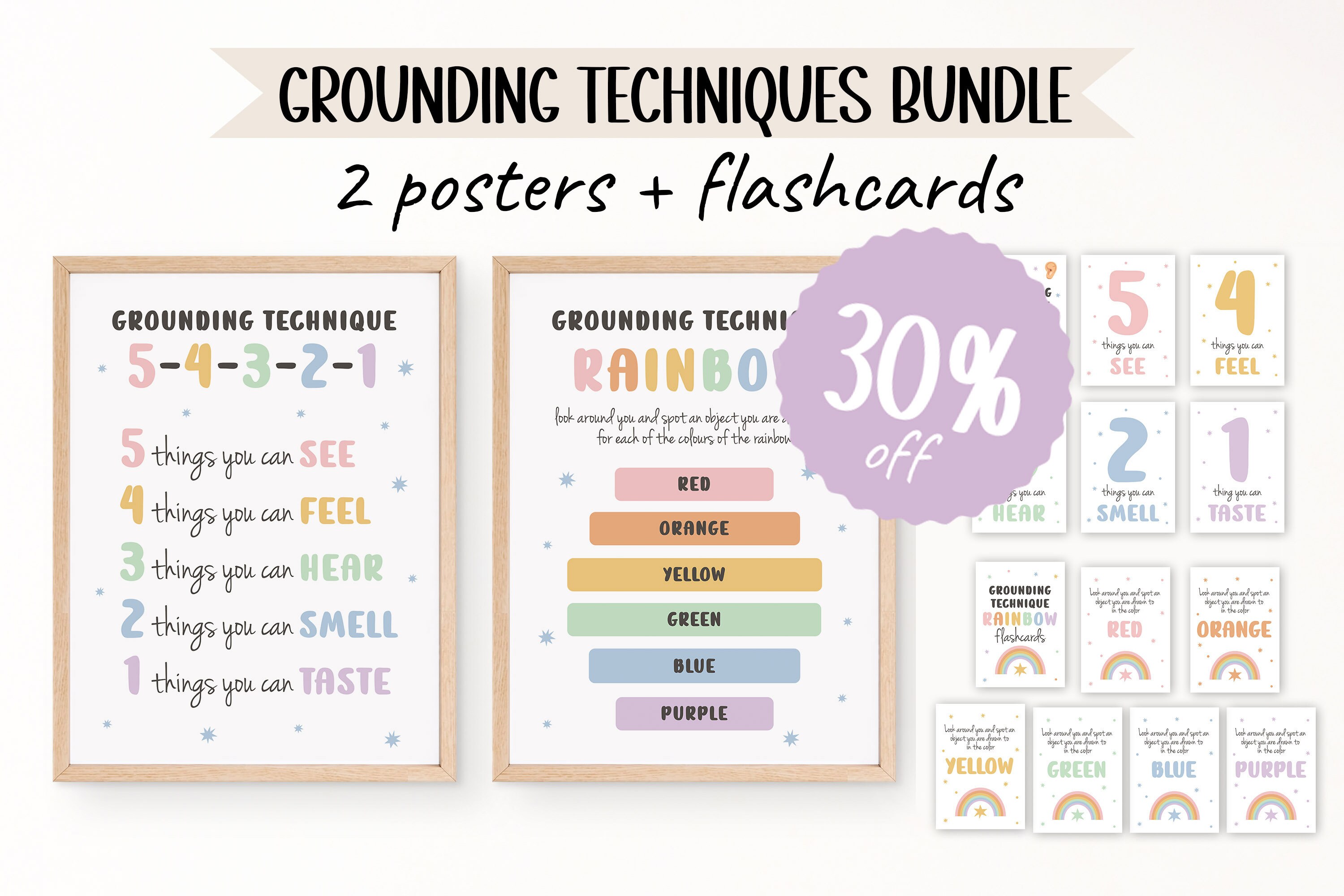 Rainbow Grounding Technique Flashcards & Posters School - Etsy Australia