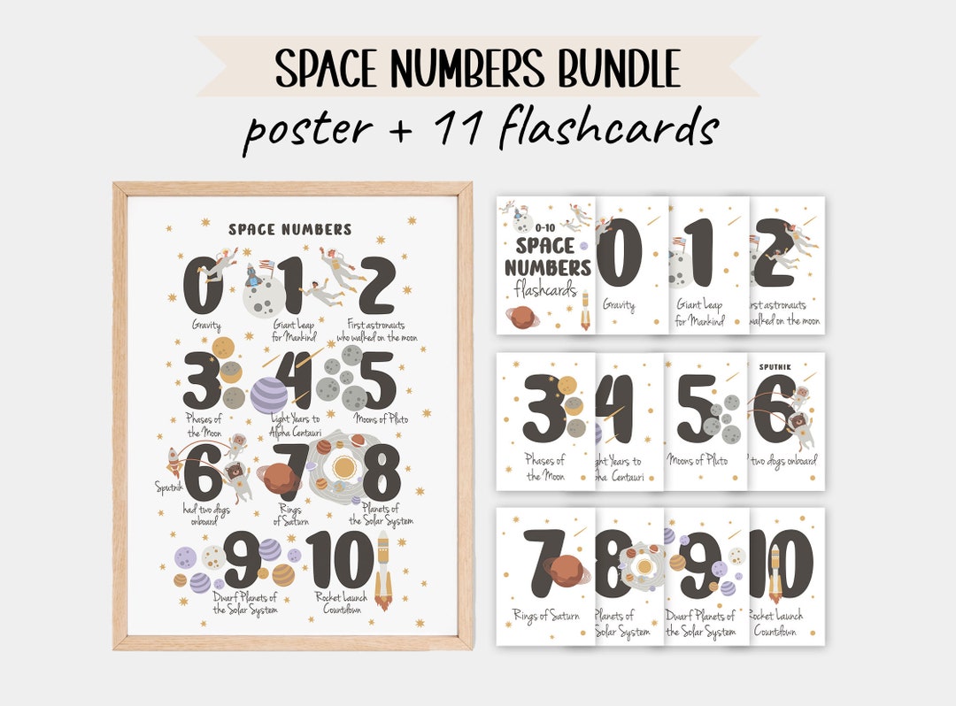 Outer Space Numbers Flashcards & Poster | Preschool Flash Cards ...